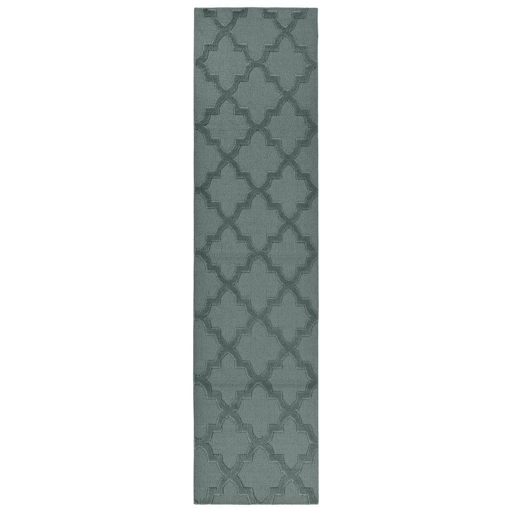 Garland Rug Sea Foam Quatro 3 ft. x 12 ft. Cut-loop Trellis Area Rug ...