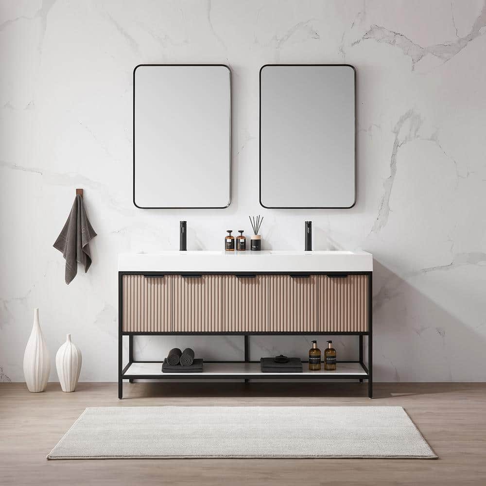 ROSWELL Marcilla 60 in. W x 20 in. D x 34 in . H Double Sink Bath ...