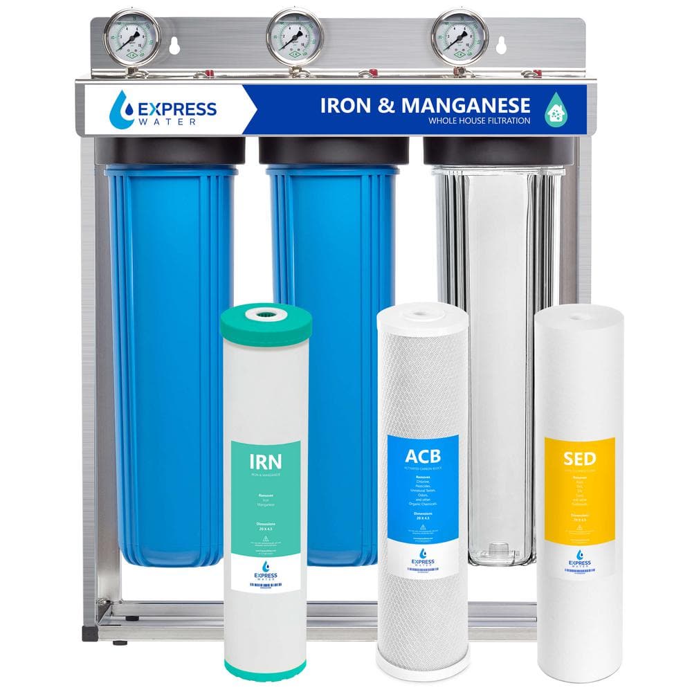 Express Water Iron Filter Whole House Water Filter System 3-Stage Water ...