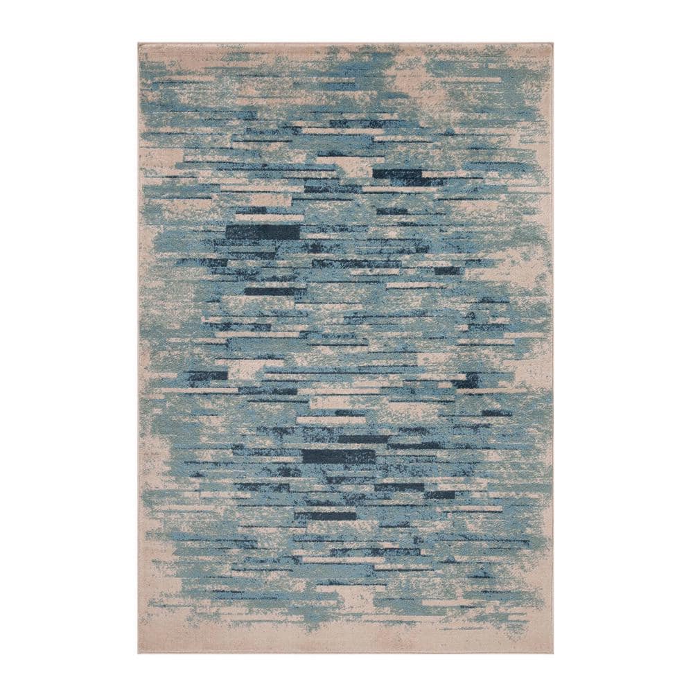 SUPERIOR Culver Blue 7 ft. x 9 ft. Washed Brick Indoor Area Rug 7X9RUG ...