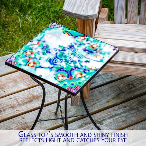 Peacock glass table store