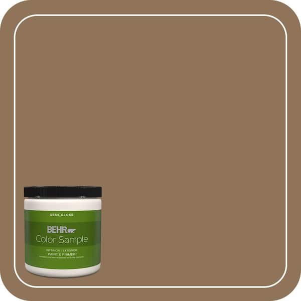 BEHR PREMIUM PLUS 8 oz. #N270-7 Library Oak Semi-Gloss Interior ...
