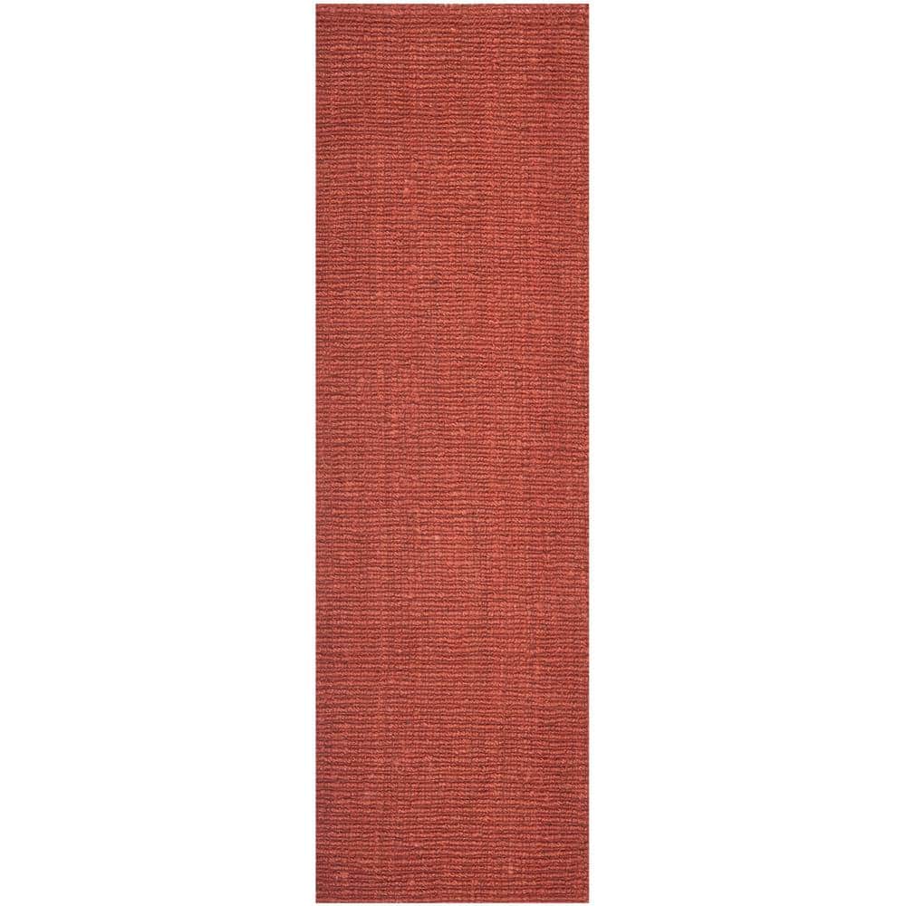 SAFAVIEH Natural Fiber Rust 3 ft. x 6 ft. Solid Runner Rug NF447C-26 ...