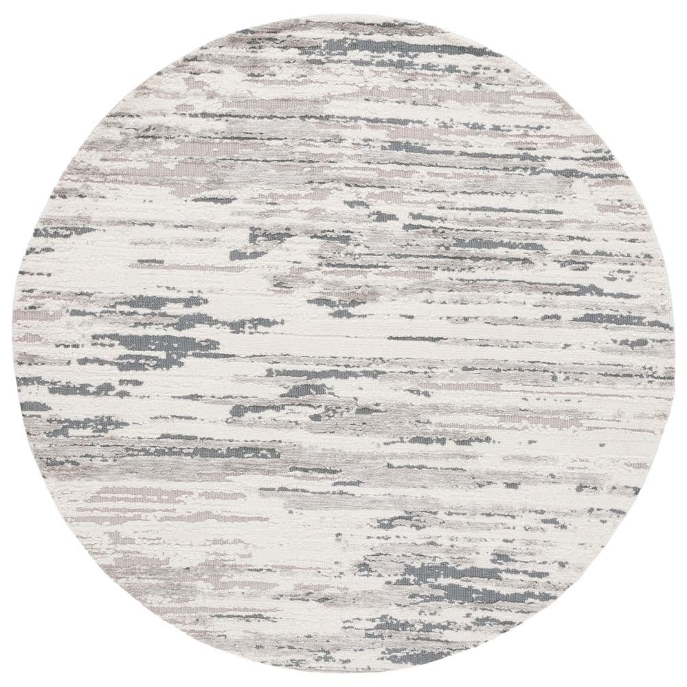SAFAVIEH Audrey 6 ft. x 6 ft. Gray/Beige Modern Abstract Round Area Rug ...