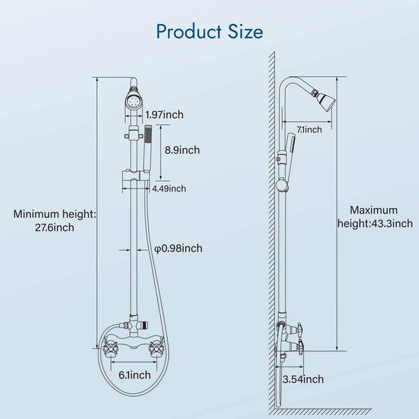 Shower Wall Fixtures Dimensions Bath Tub Shower Head Fixture 1930s