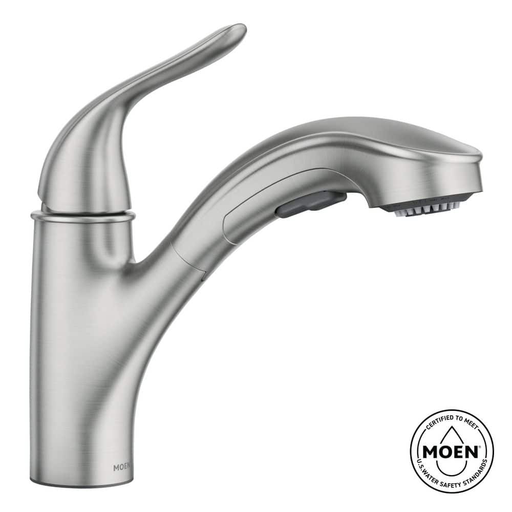 MOEN Brecklyn Single-Handle Pull-Out Sprayer Kitchen Faucet with Power ...