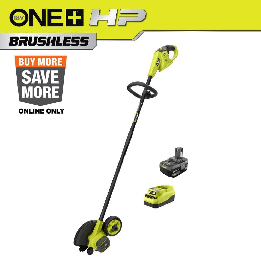 RYOBI ONE+ HP 18V Brushless Lawn Edger Tool With 4.0 Ah Battery and ...