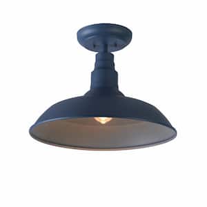 Home Decorators Collection Bell Ridge 14 in. 1-Light Blue Semi-Flush ...