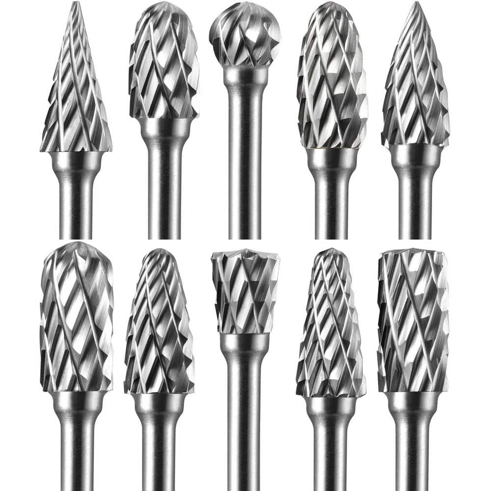 MYWISH 1/8 in. Tungsten Carbide Rotary Bit, Double-Cut Carbide Burr Set ...