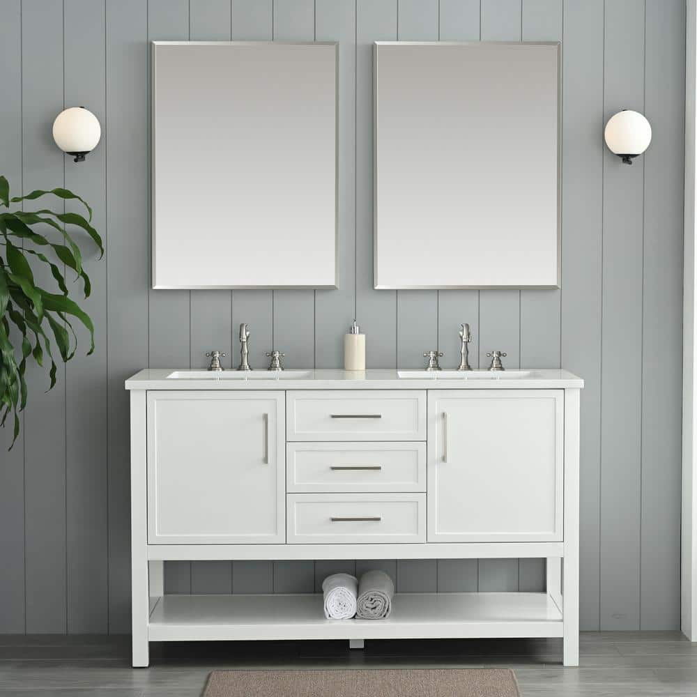 SUDIO Arlo 54 in. W x 22 in. D x 34 in. H Bath Vanity in White with ...