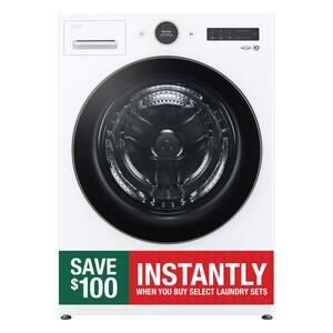 LG 5.0 cu. ft. Stackable Front Load Washer in White with 6 Motion ...