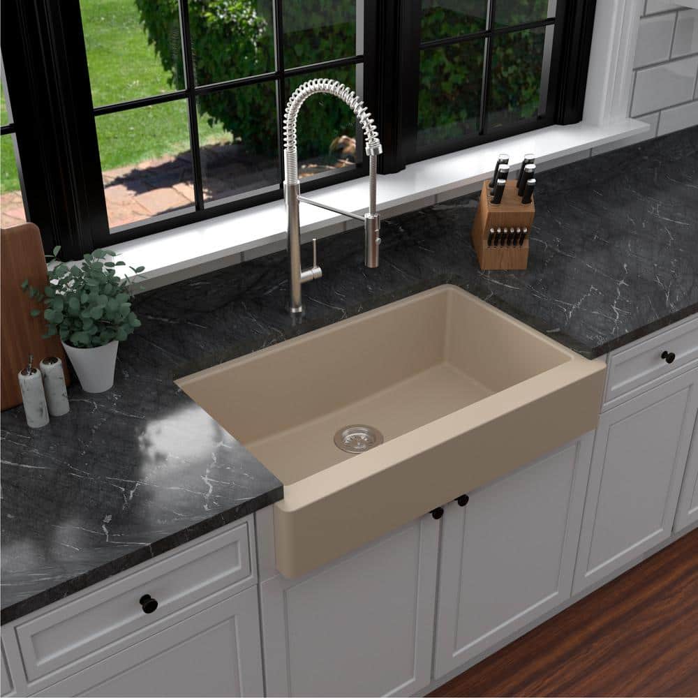 Karran Retrofit Farmhouse/Apron-Front Quartz Composite 34 in. Single ...