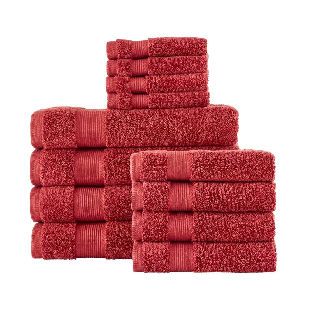 StyleWell HygroCotton Chili Red 12-Piece Bath Towel Set 6pcSet_Chili12 ...