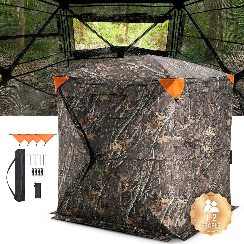 VEVOR Hunting Blind, 270° Through-The-Ground Blind, 1-2 people Pop-up ...