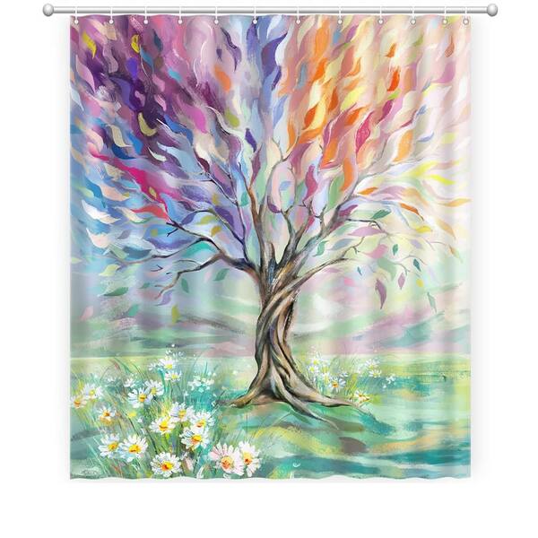 JFVKAF Oil Painting Tree Shower Curtain 72 x 72 Polyester Fabric with ...