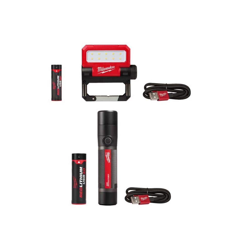 Milwaukee 550 Lumens LED REDLITHIUM USB Pivoting Flood Light & 800 ...