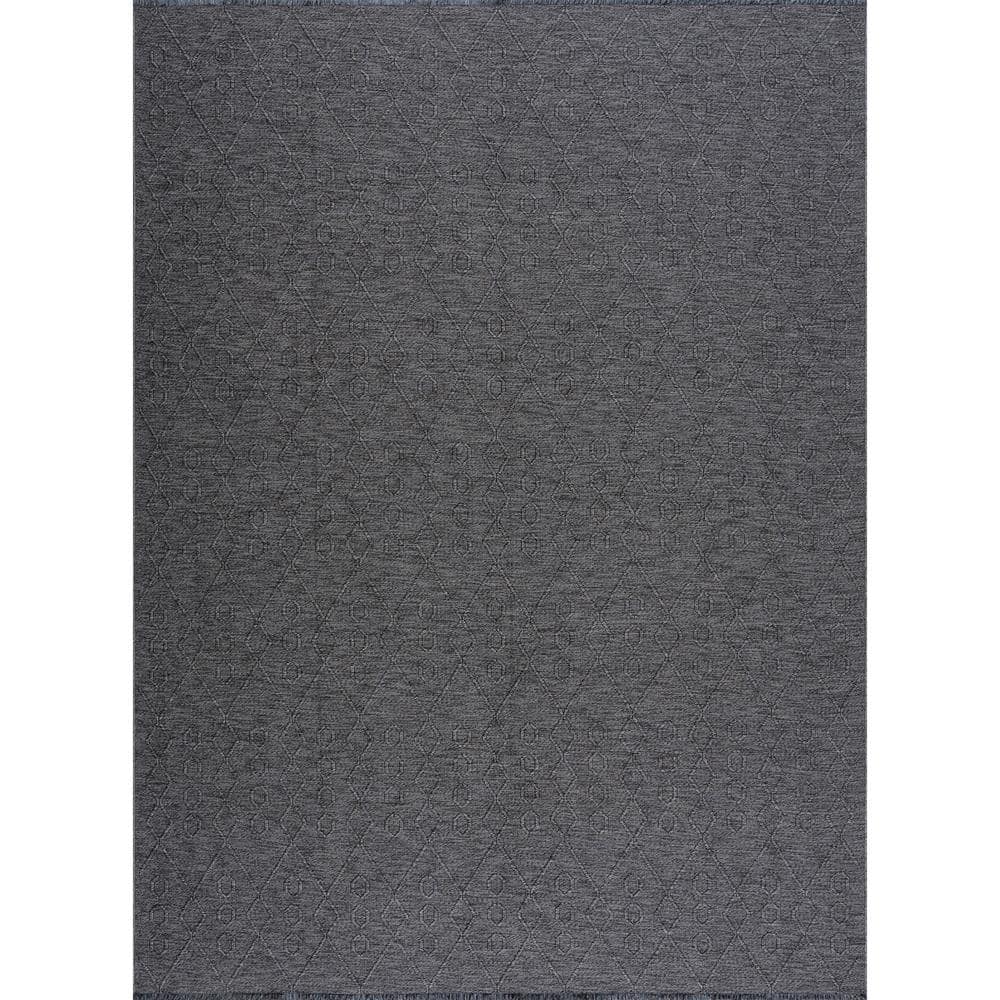 Tayse Rugs Alma Dark Gray 8 ft. x 10 ft. Geometric Machine Washable ...