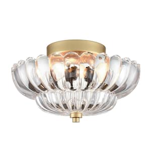 CLAXY 12.83 in. 3-Light Fixture Gold Finish Modern Flush Mount with ...