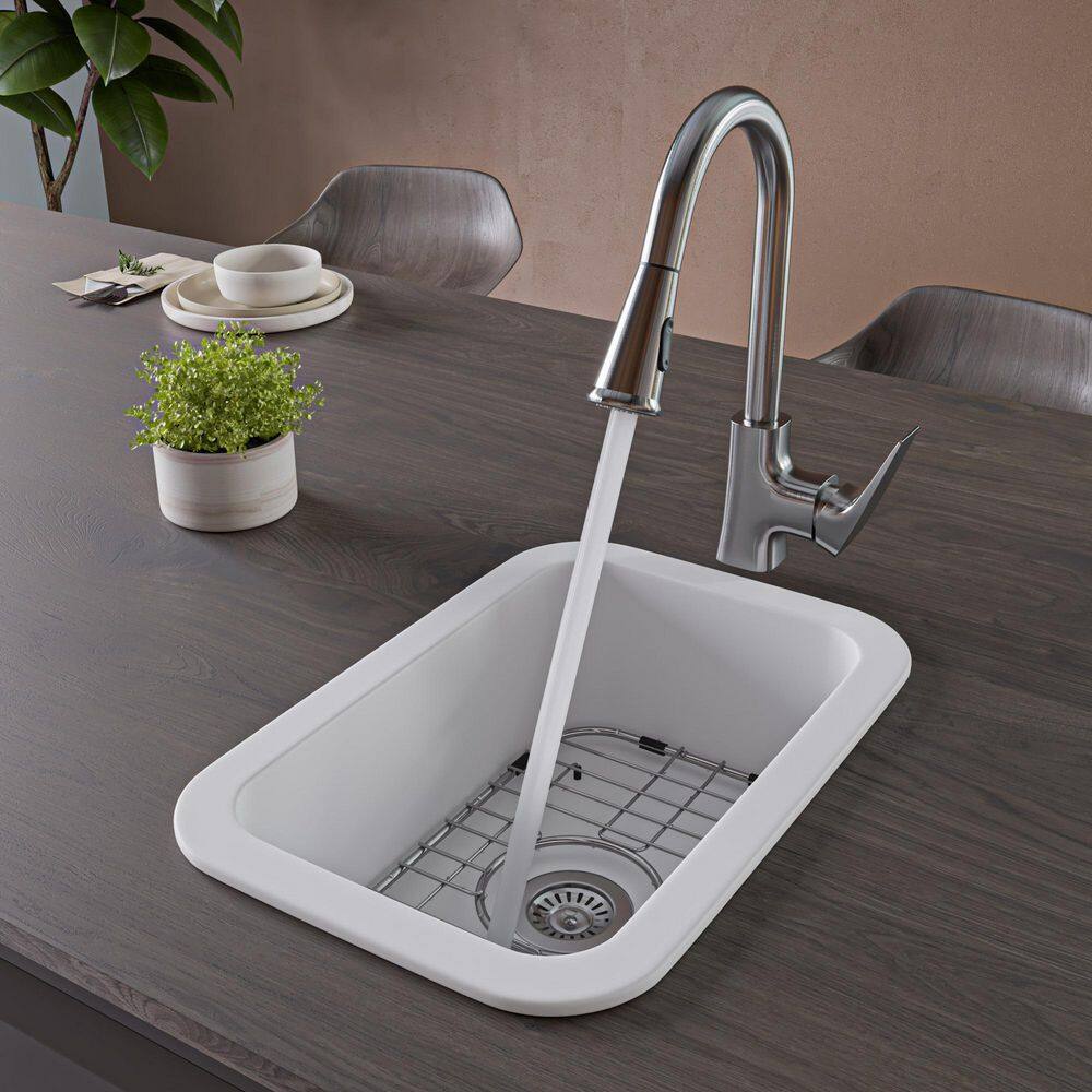 ALFI BRAND Undermount Fireclay 13 in. Single Bowl Kitchen Sink in White ...