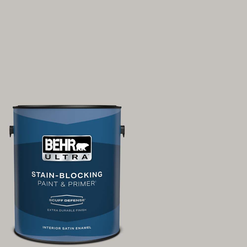 BEHR ULTRA 1 gal. PPU18 10 Natural Gray Extra Durable Satin Enamel Interior Paint Primer 775001 The Home Depot