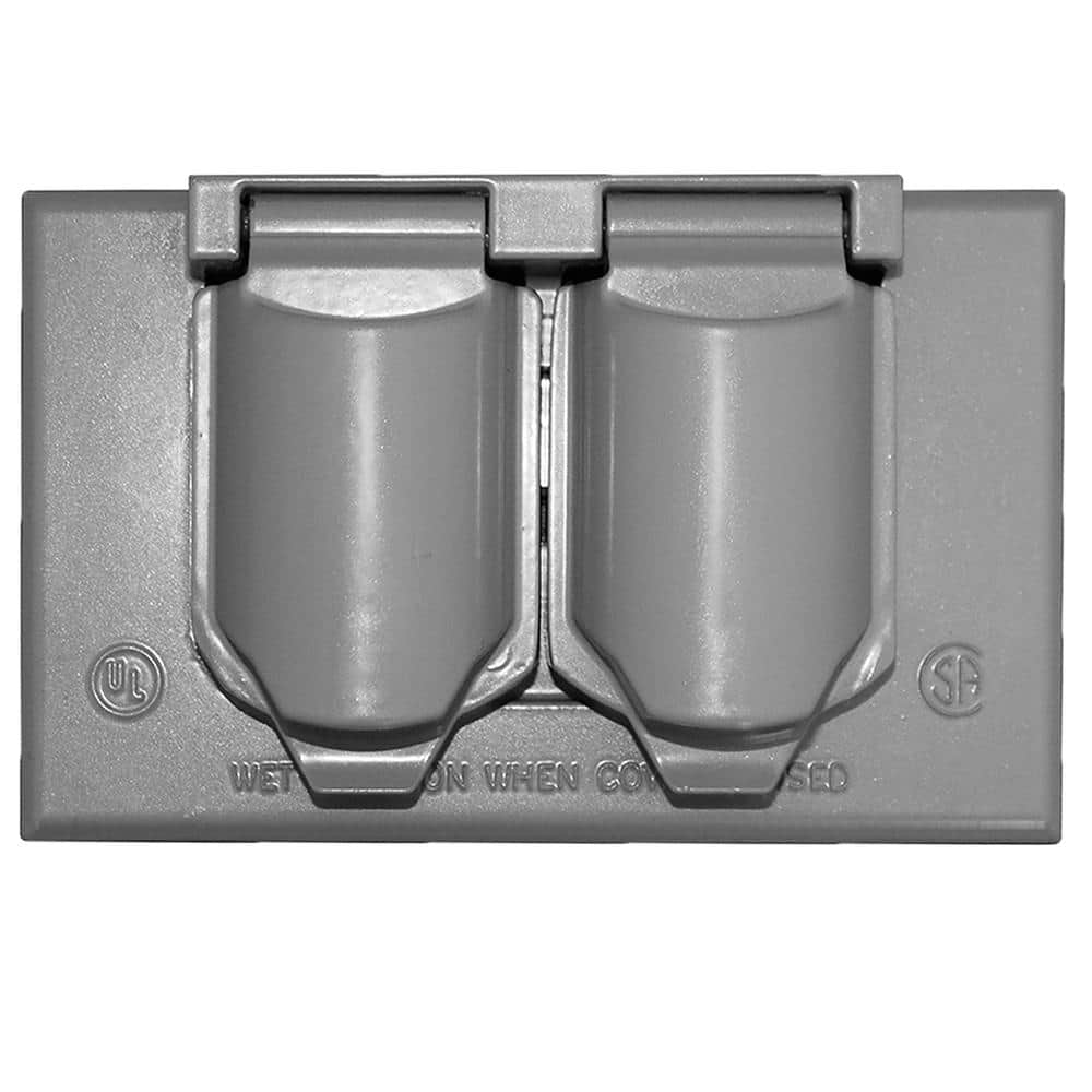 Commercial Electric 1-Gang Metal Weatherproof Duplex Electrical Outlet ...