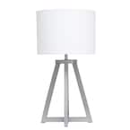 Simple Designs 19 in. Natural Wood Interlocked Triangular Table Lamp ...