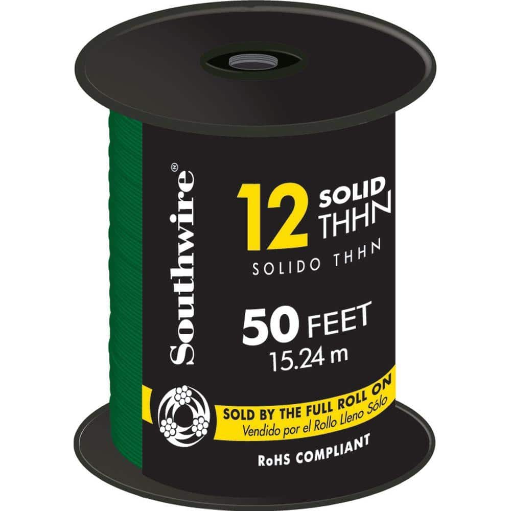 Southwire 50 ft. 12 Green Solid CU THHN Wire 11591583 - The Home Depot