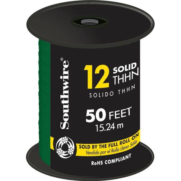 Southwire 50 ft. 12 Green Solid CU THHN Wire 11591583 - The Home Depot