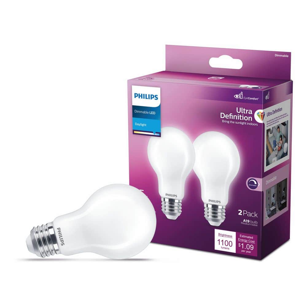 Philips 60 Watt-Equivalent Ultra Definition LED Light Bulb A19 A-Style ...