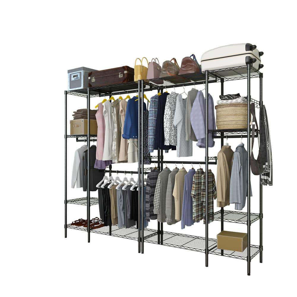 Karl home Black Iron Clothes Rack 89.77 in. W x 70.87 in. H ...