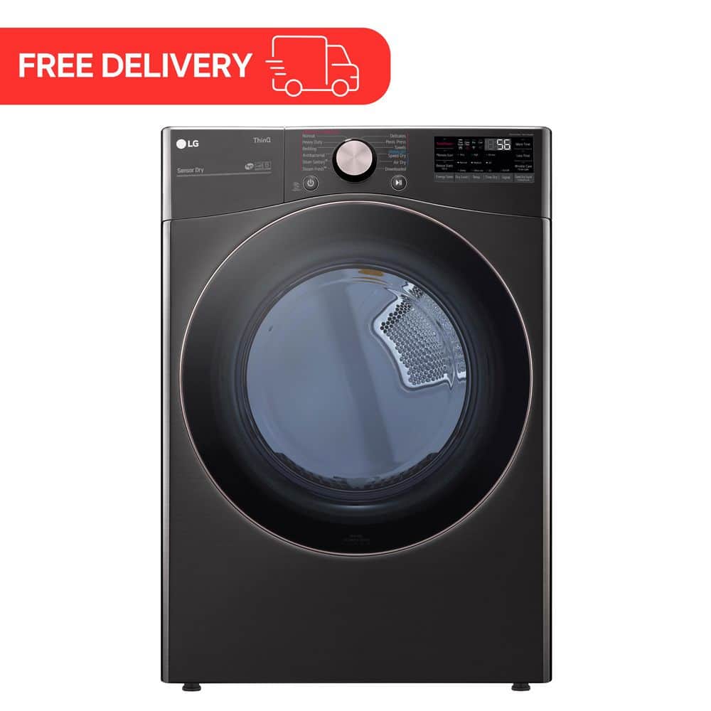 LG 7.4 Cu. Ft. Vented SMART Stackable Electric Dryer in Black Steel ...