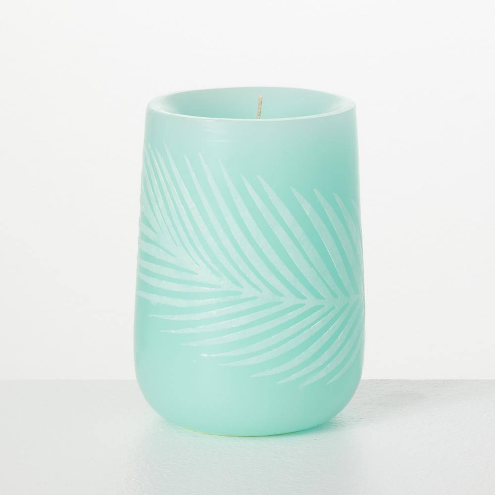 Vance Kitira 6 in. Scented Palm Leaf Decorative Candle, Blue LF46TURQ ...