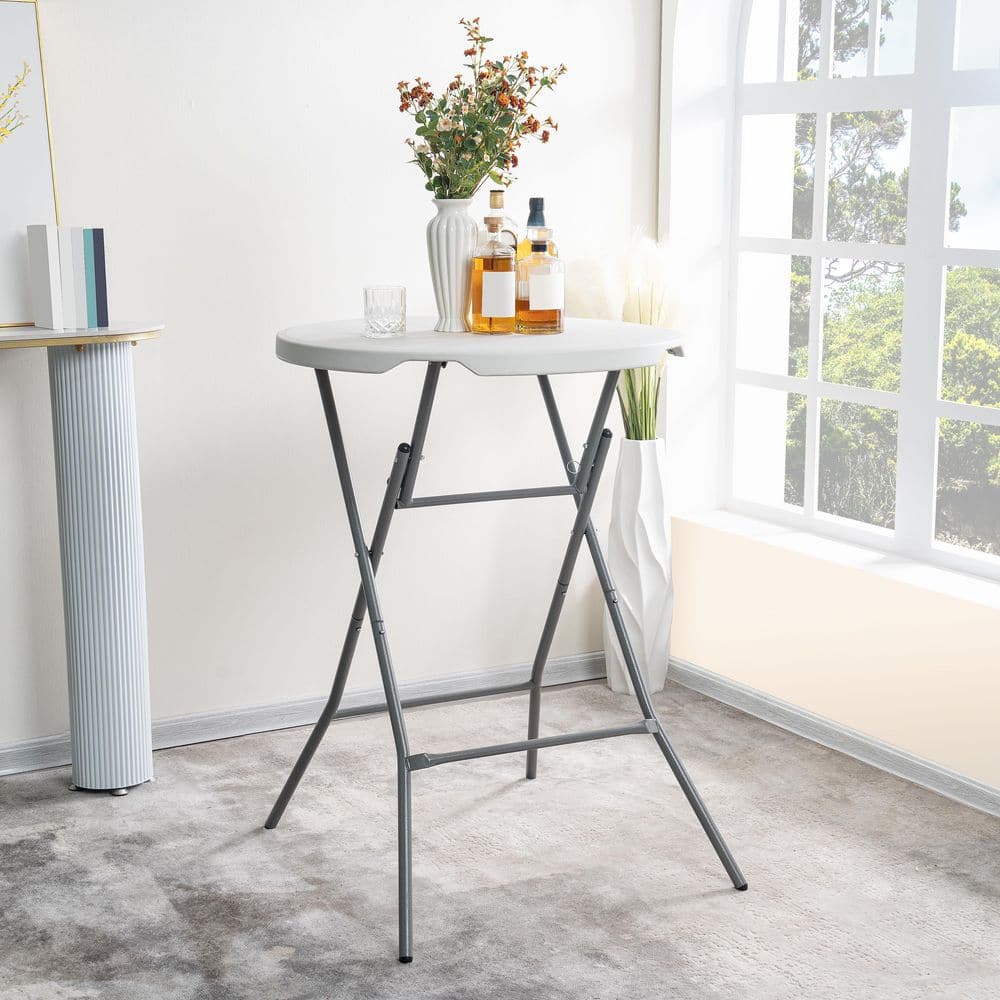 HOMESTOCK 32 in. Round High Top Folding Cocktail Table - Portable Bar ...