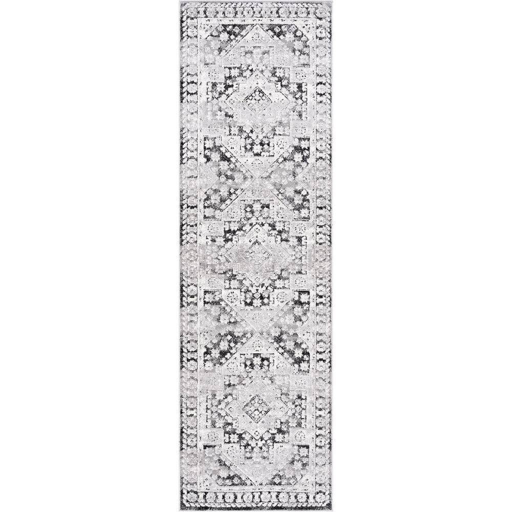 Tayse Rugs Alpha Black 2 ft. x 8 ft. Abstract Indoor Area Rug ALH1703 ...