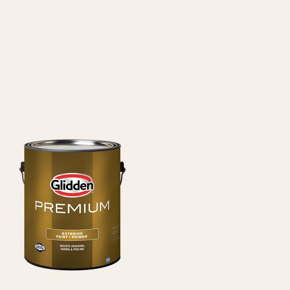 Glidden Premium 1 gal. PPG0998-1 Cotton Tail Flat Exterior Latex Paint ...