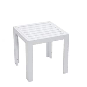Zeus & Ruta White Metal Square Indoor/Outdoor Patio Side Table for ...