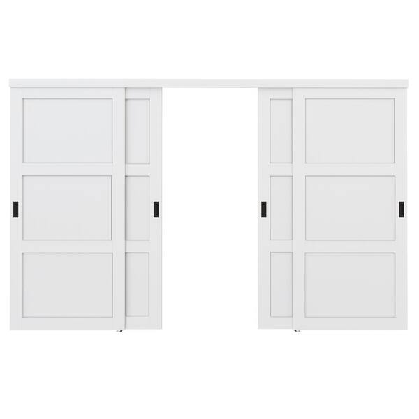 ARK DESIGN 144 in. x 96 in. Paneled 3-Lite Blank Pattern White Primed ...