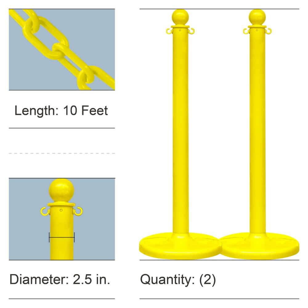 Mr. Chain Yellow Medium Duty Stanchion and Chain Kit (2-Pack) 71102-2 ...