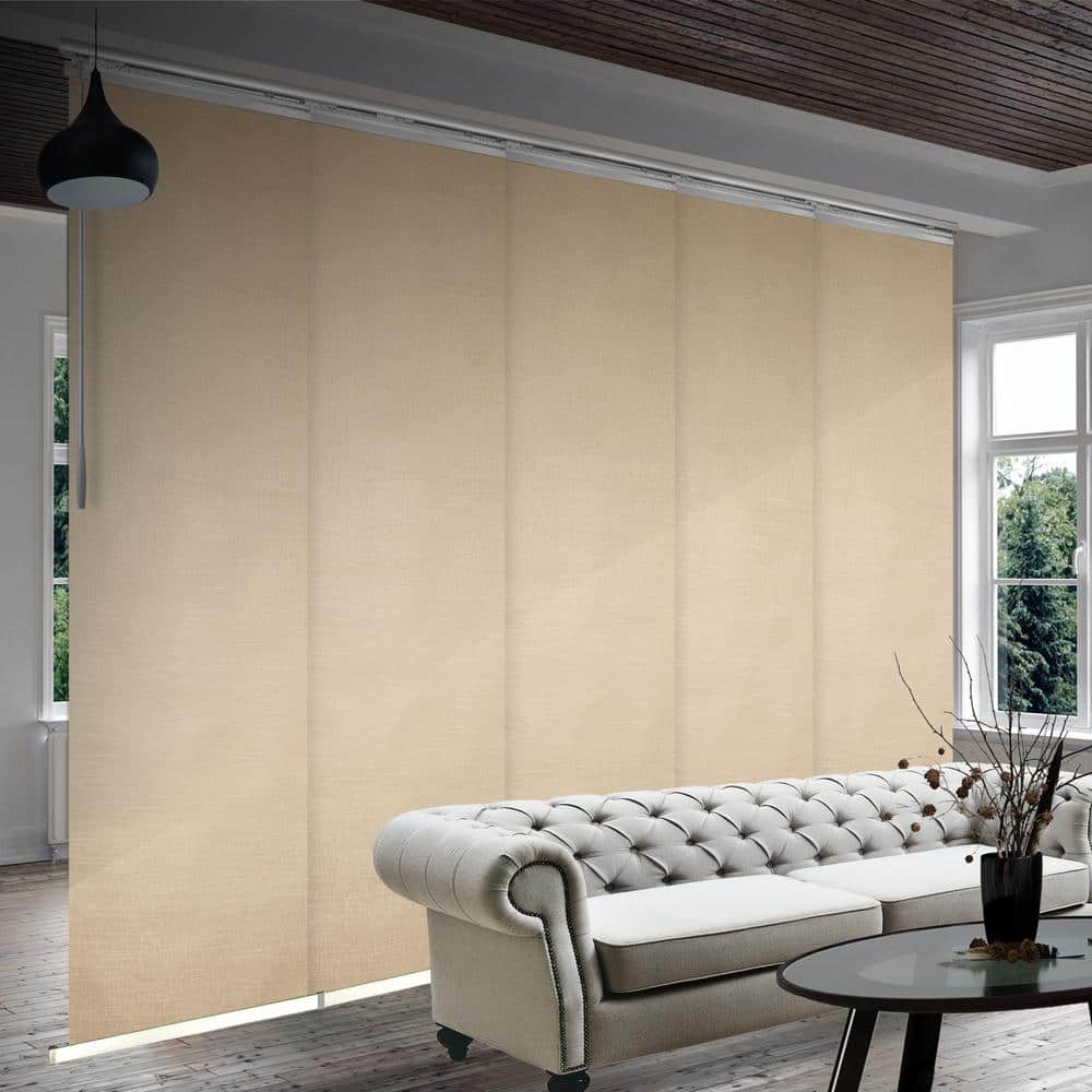 EMOH Linen 58 in. - 110 in. W x 94 in. L Adjustable 5- Panel in White ...