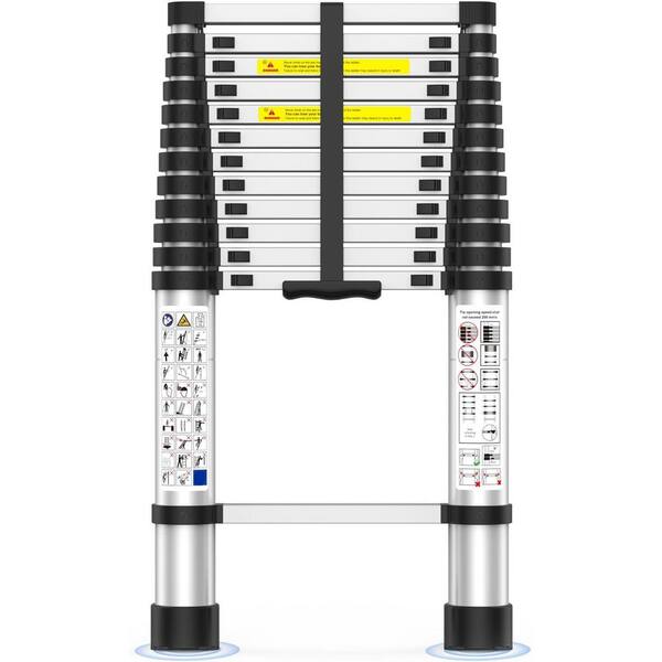 KIWDZFU 12.5ft Aluminum Telescoping Ladder, 330lbs Capacity, Heavy Duty ...