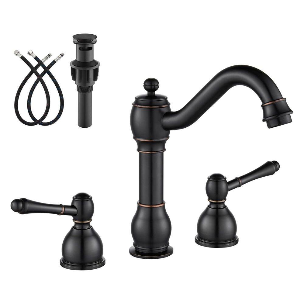 Double Handles 8 in. Widespread Bathroom Faucet in Oil Rubbed Bronze (1 ...