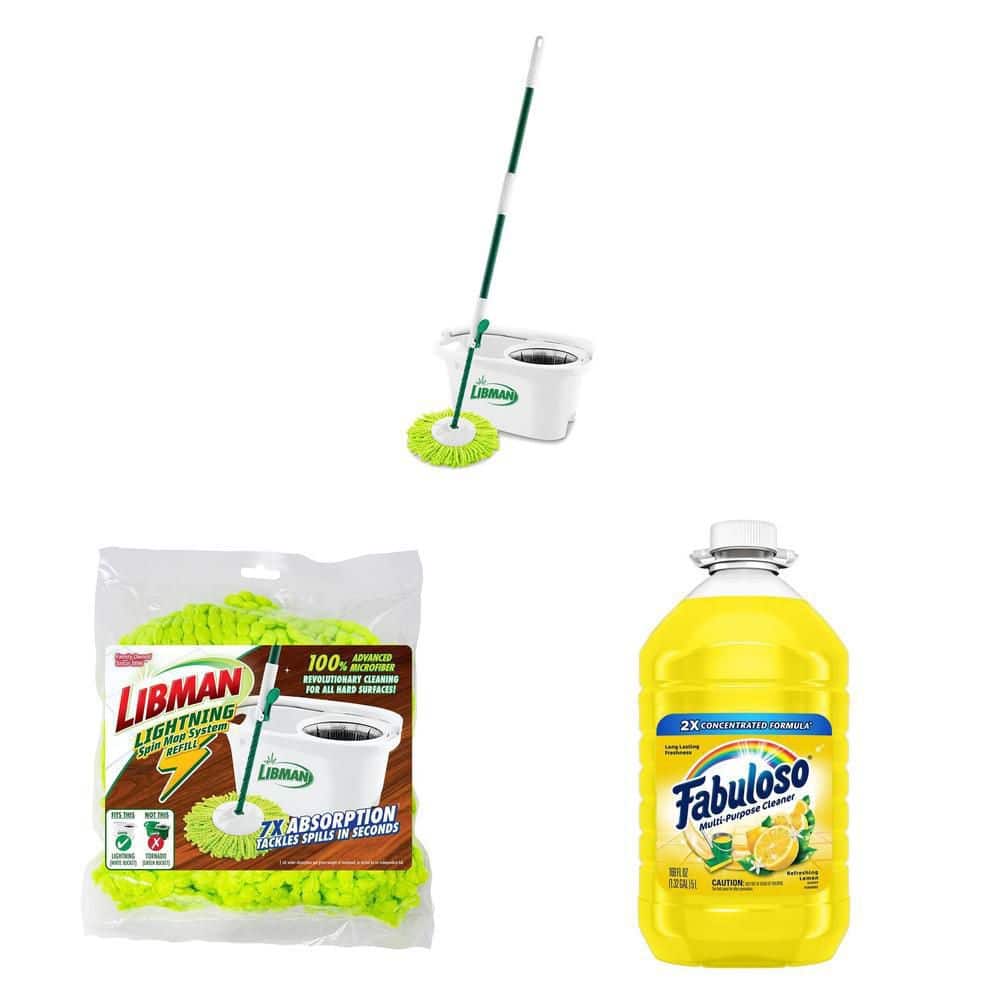 Microfiber Lightning Spin Mop and Bucket Floor Cleaning System with Mop ...