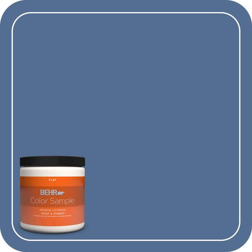 BEHR PREMIUM PLUS 8 oz. #M530-6 Charter Blue Flat Interior/Exterior ...