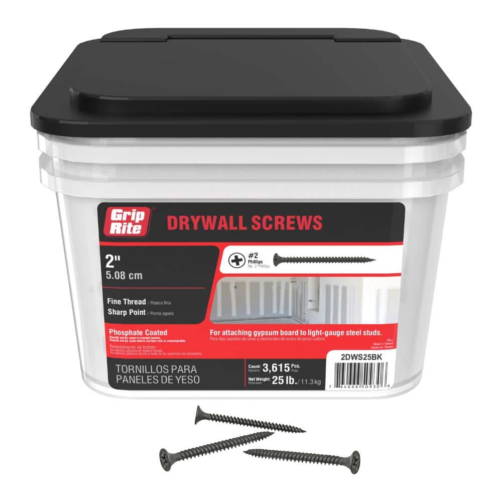 Grip-Rite #6 x 2 in. #2 Phillips Bugle Head Fine Thread Drywall Screws ...