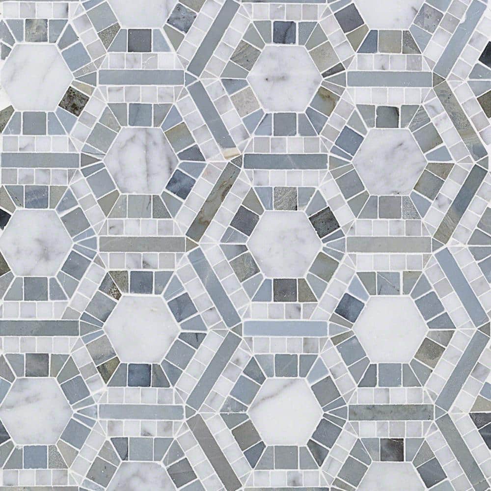 Ivy Hill Tile Kosmos Carrera and Moonstone Hexagon Blue 11-3/4 in. x 11 ...
