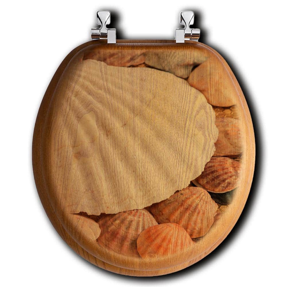 Shells Abound Round Closed Front Toilet Seat in Oak Brown TS-R-SA - The ...