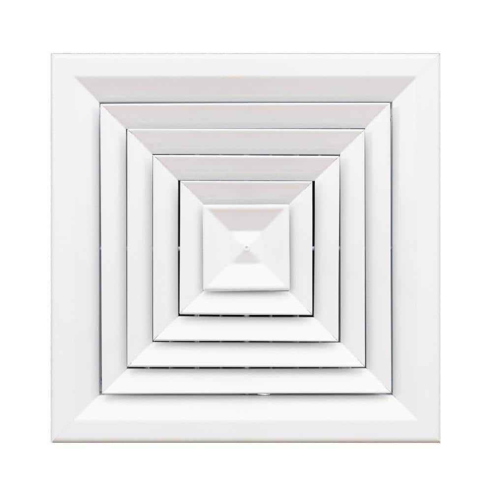 ACLAMINAIRE 12 in. x 12 in. 4-Way Aluminum Ceiling Diffuser with Fixed ...