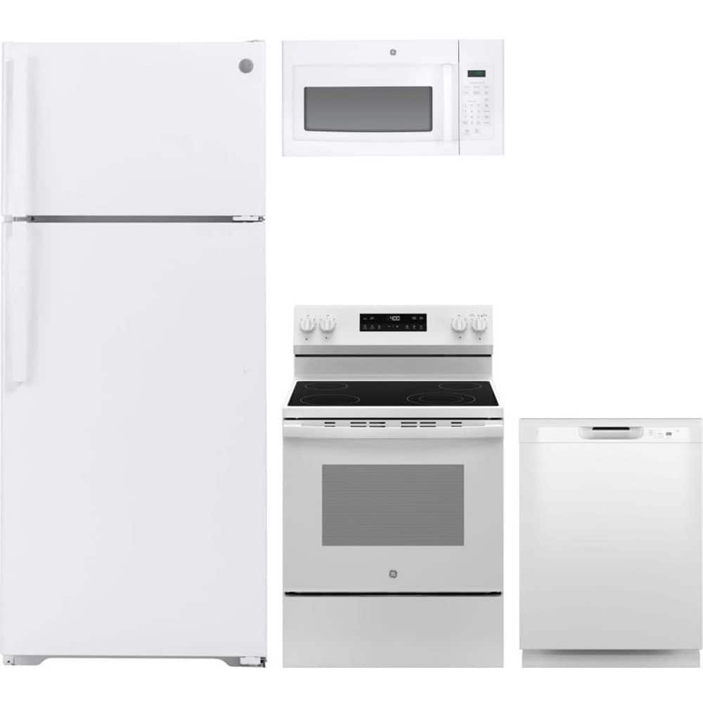 GE 17.5 cu. ft. Standard Depth Refrigerator with 4 Burner Free-Standing ...