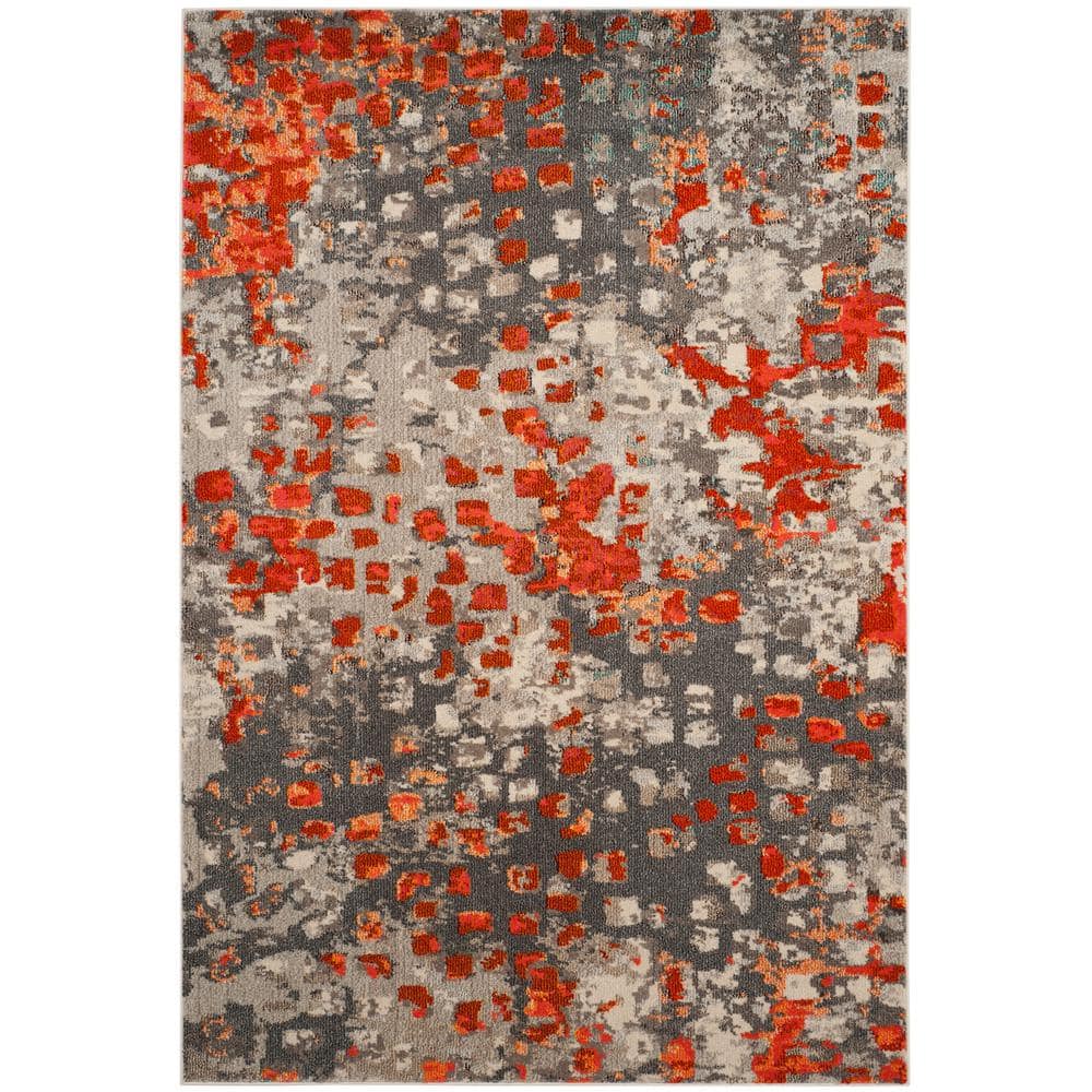 SAFAVIEH Monaco Gray/Orange 4 ft. x 6 ft. Geometric Area Rug MNC225H-4 ...