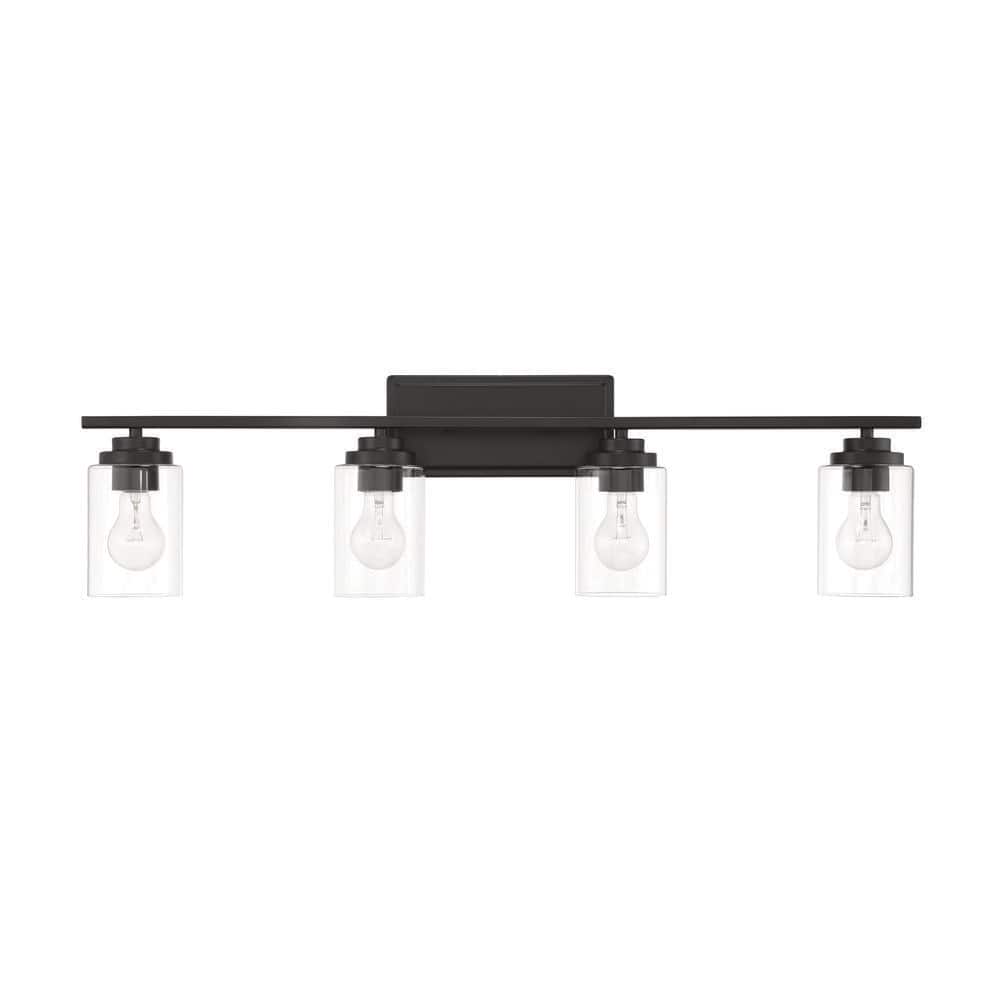 CRAFTMADE Clark 35 in. 4-Light Flat Black Finish Vanity Light with ...